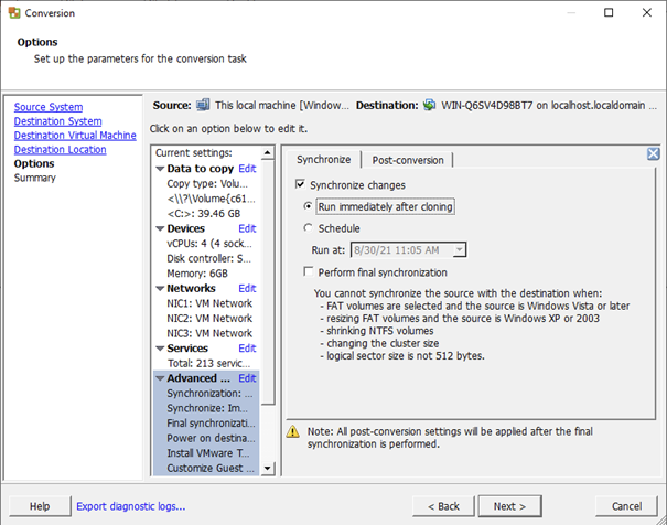 Nutanix P2V using VMware Converter
